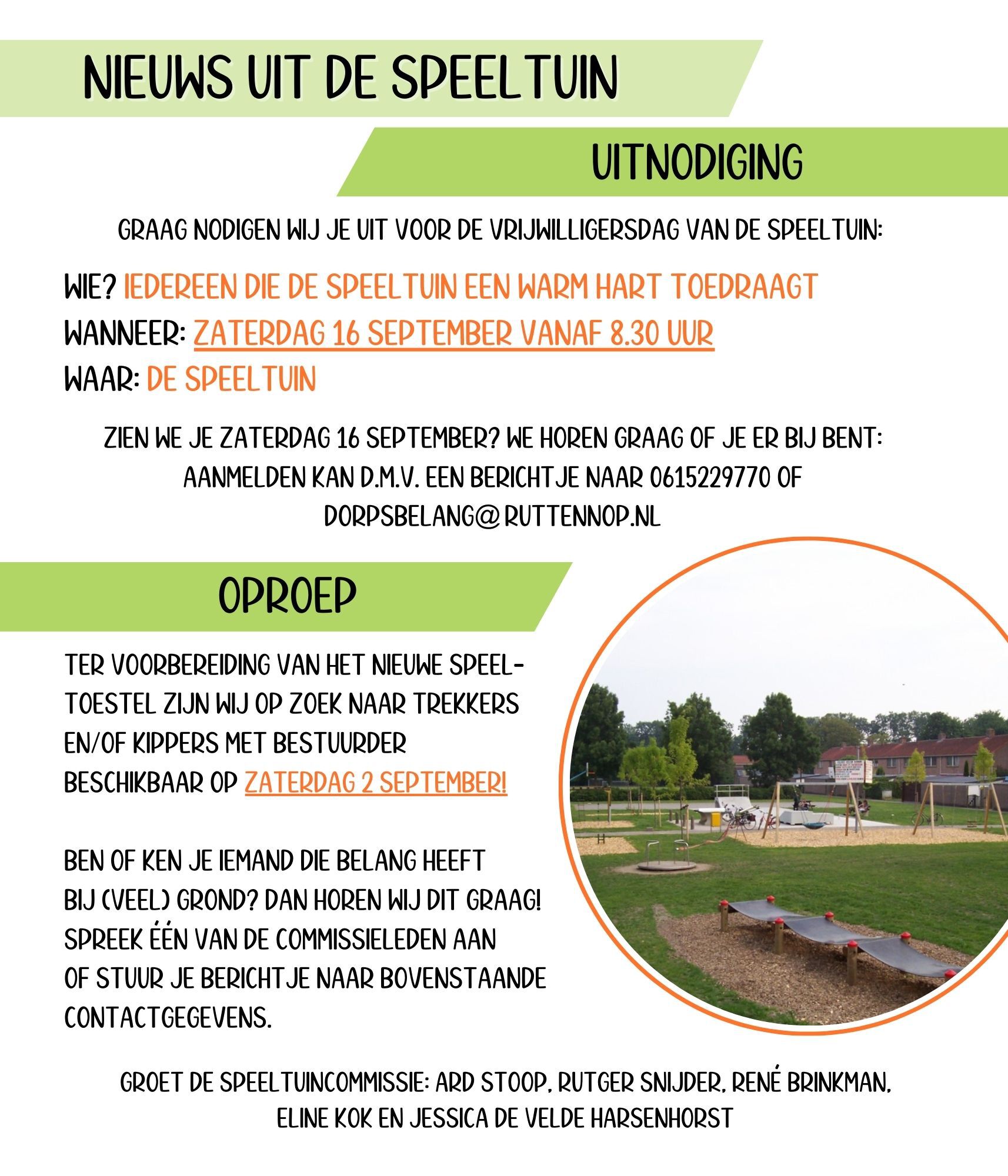 Nieuws uit de speeltuin | Dorpsbelang Rutten